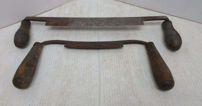 (2) Antique Bark Scrapers with Wood Handles - Albrecht Auction Service