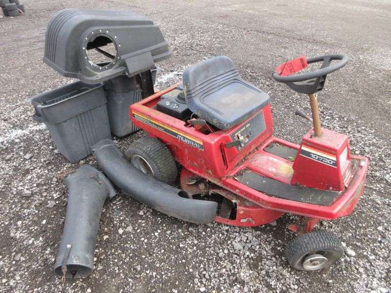 Old Murray Riding Lawn Mower with Bagger Attachments - Albrecht Auction ...