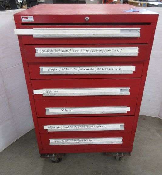 Lyon MSS2 Seven-Drawer Tool Box with Key, Heavy Duty Bearing Roller ...