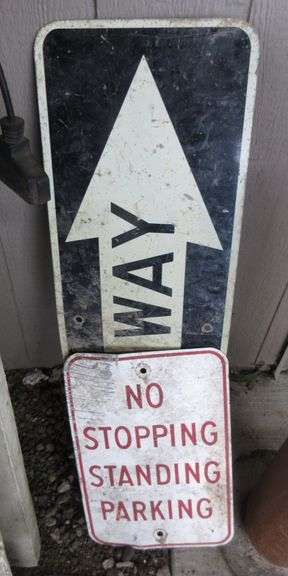 "One Way" and "No Parking" Street Signs - Albrecht Auction Service