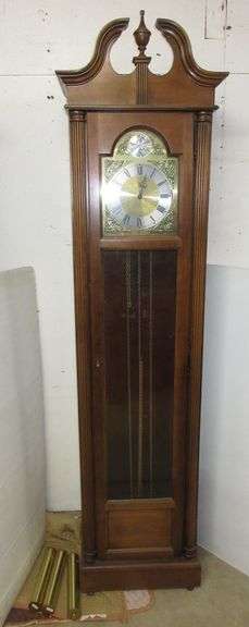 Old Howard Miller Tempus Fugit Grandfather Floor Clock with Weights and ...