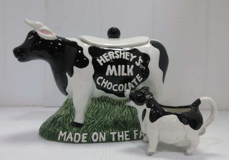 Hershey's Cow Cookie Jar with Mini Cow Creamer - Albrecht Auction Service