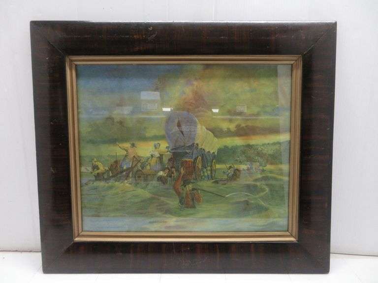 Very Old Luke Doheny Framed Old West Lithograph under Glass with Wood ...
