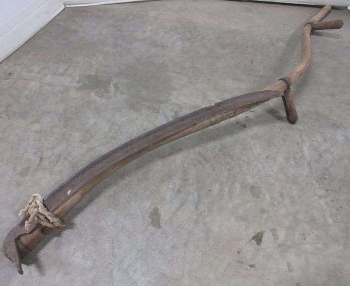 Primitive Hay Scythe Sickle with Wood Handle, Metal Blade Folds Up to ...