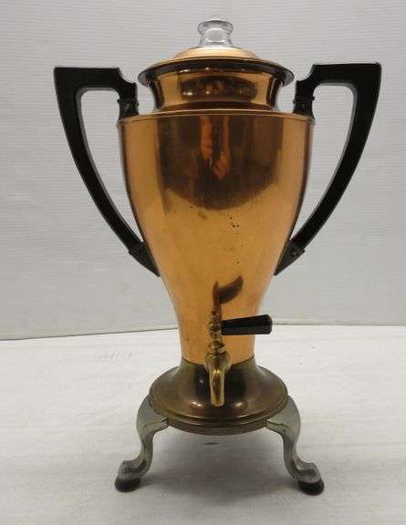 Copper Coffee Percolator Antique Beverage Server with Brass Legs ...