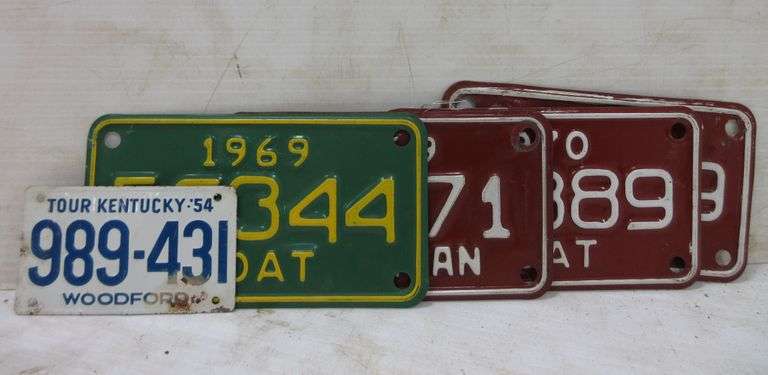 (4) Michigan Boat License Plates, and a Small Kentucky License Plate ...