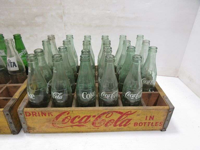 (2) Older Wood Coca-Cola Cases with Older Coca-Cola, Sprite, and Fanta ...