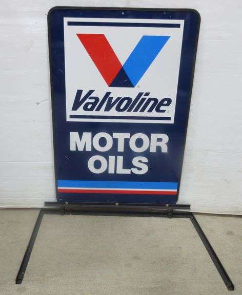 Valvoline Curb Sign and Fabricated Stand - Albrecht Auction Service