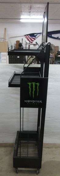 Monster Energy Rack with Locking Wheels - Albrecht Auction Service