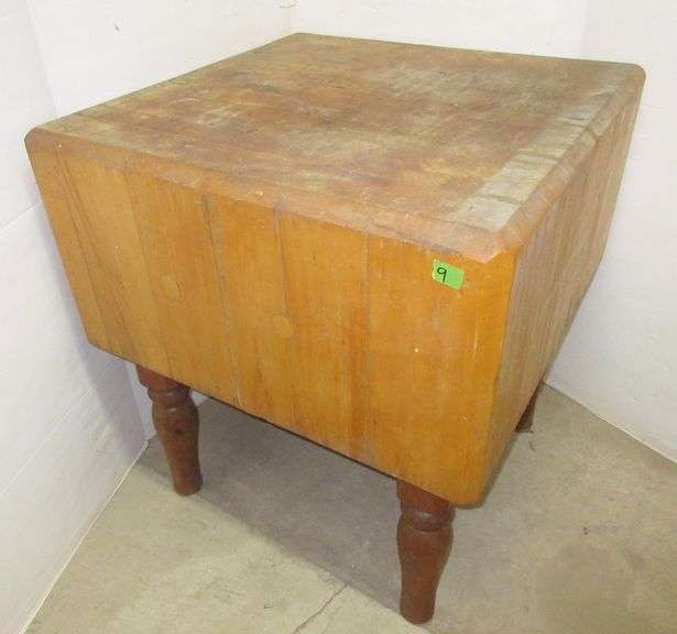 Large Butcher Block Table, Heavy - Albrecht Auction Service