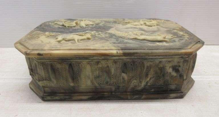 Genuine Incolay Stone Box with Carvings of Animals - Albrecht Auction ...