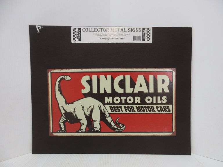 Lithographed Steel Metal "Sinclair Motor Oils" Best for Motor Cars Tin ...