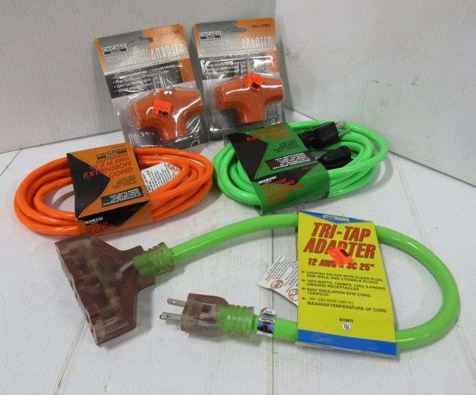 Tri-Tap Adapter for Commercial 12/3 Wire; (2) 10' Outdoor Cords; (2 ...