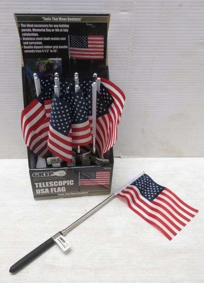 (12) Grip Brand Telescopic USA Flags, Rubber Handled - Albrecht Auction ...
