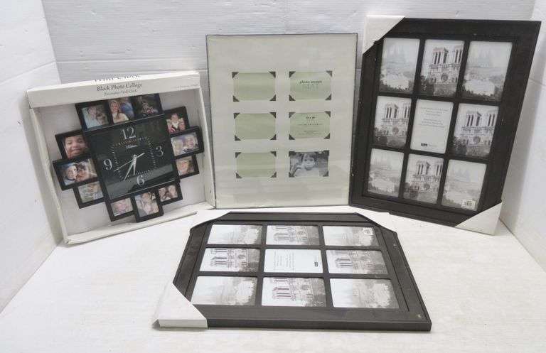 Collage Frames, New; Black Photo Collage Wall Clock; Photo Mount Mat ...