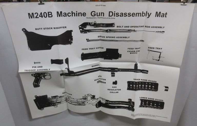 M240B Machine Gun Disassembly Poster - Albrecht Auction Service