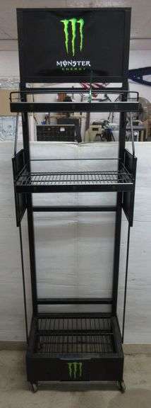 Monster Energy Rack with Locking Wheels - Albrecht Auction Service