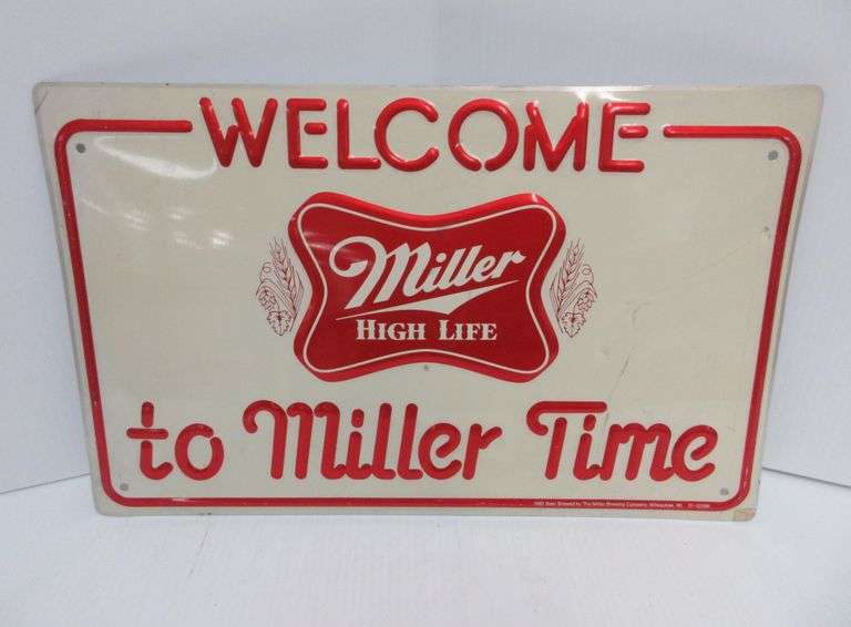 Older Tin "Miller High Life" Sign - Albrecht Auction Service