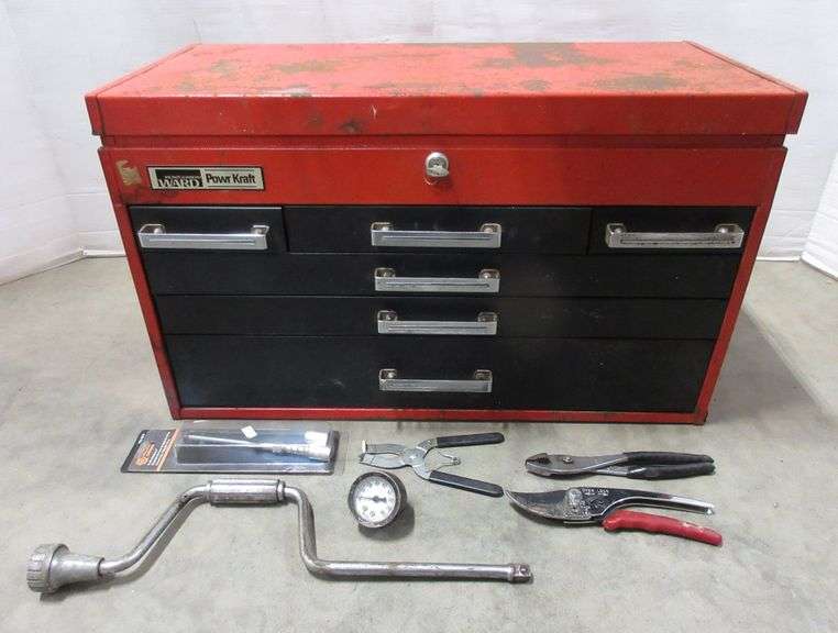 Older Powercraft Six-Drawer Tool Box with Key, and Tools - Albrecht ...