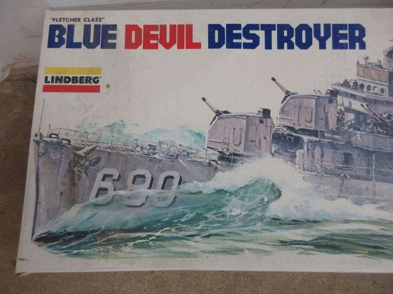 Old Lindberg Blue Devil Destroyer Model Ship, Radio Control Compatible ...