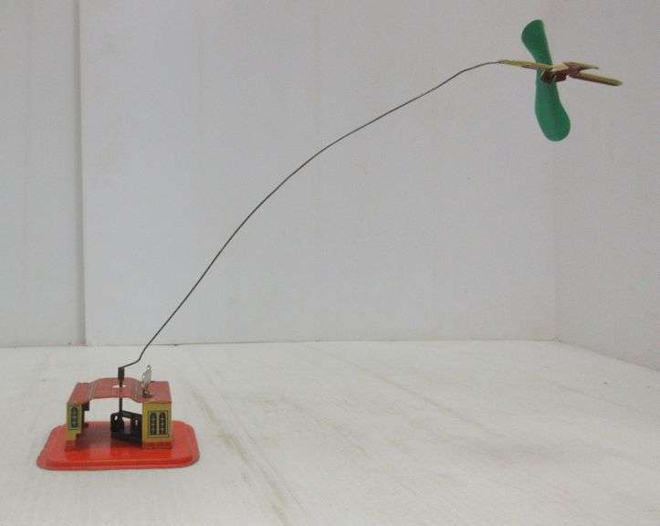 Antique Tin Litho Wind-Up Airplane and Hangar, Made in Germany ...