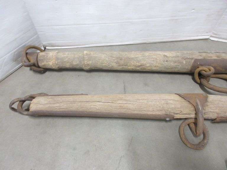 (3) Primitive Cattle Yokes, Wood and Metal - Albrecht Auction Service