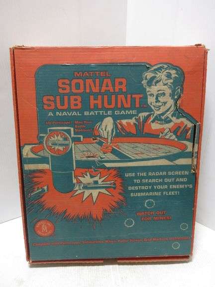 Vintage 1961 Original Matted Sonar Sub Hunt Naval Battle Game with Accessories and Original 1961 ...