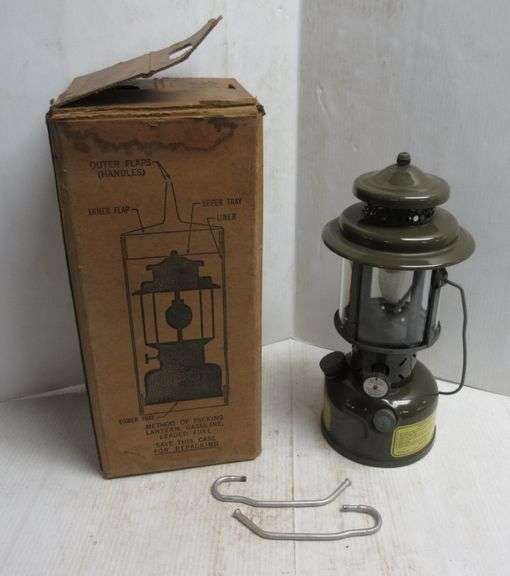 Coleman 1958 Brown US Military Lantern Quadrant Globe Funnel in Carry ...