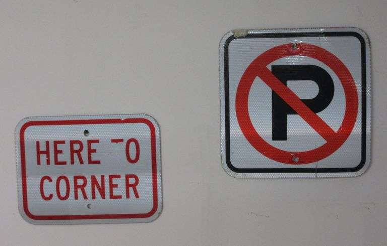 "No Parking" and "Here to Corner" Signs - Albrecht Auction Service