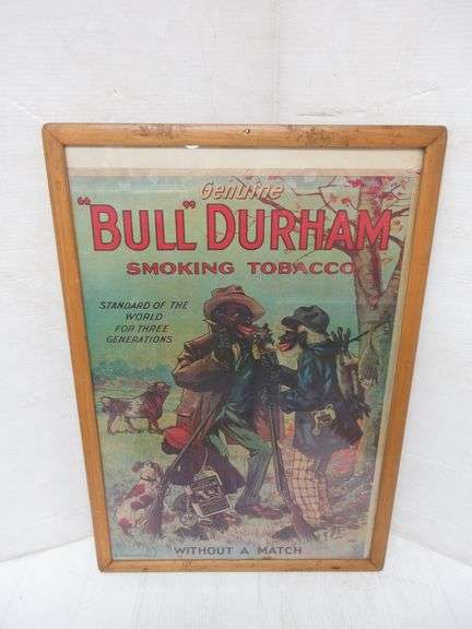 Vintage 1930s Bull Durham Smoking/Tobacco Advertising Sign, "Without a ...