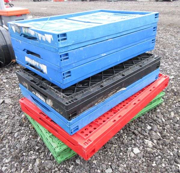 (8) Misc. Stackable Interlocking Storage Totes or Bins, Three Different ...