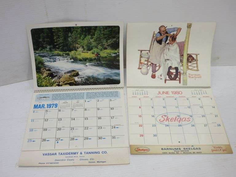 (3) Vintage Advertising Calendars, Including: 1979 Vassar Taxidermy and Tanning Co.; 1979 Reid ...