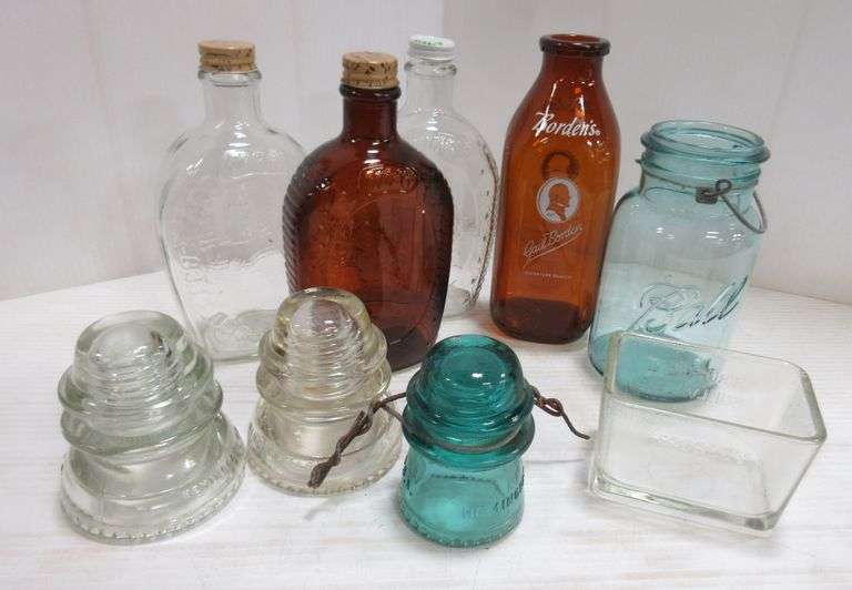 (3) Antique Hemingray Glass Insulators, Some Damage; Amber Borden's ...