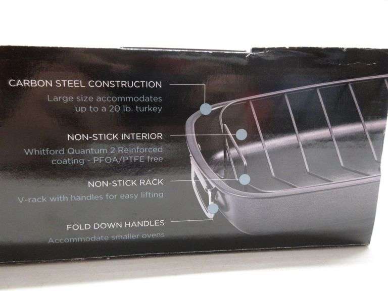 Heavy Duty Carbon Steel Non-Stick Oneida Roaster with Fold Down Handles ...