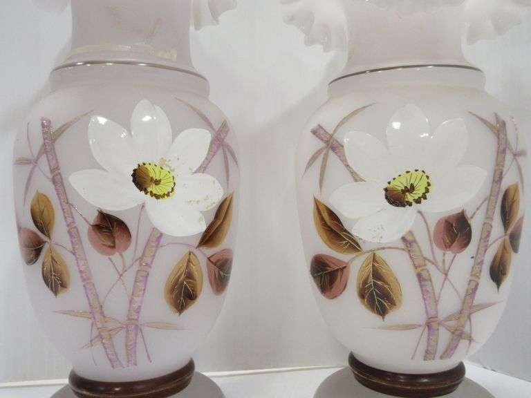 (2) White Ruffle Top Vases - Albrecht Auction Service