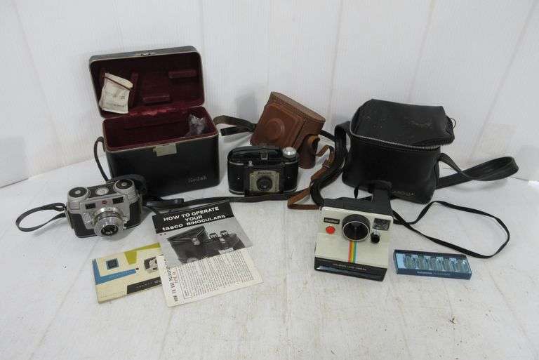 (3) Older Cameras: 1- Kodak Signet 35mm Camera with Case and ...