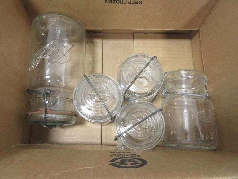 (7) Ball Ideal Wire Side Jars: 1- Quart, 3- Pints, and 3- Half-Pints ...