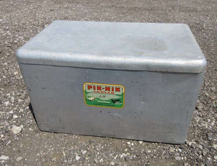 Old Aluminum Pik-Nik Cooler with Handles on Each End, Original Label by ...
