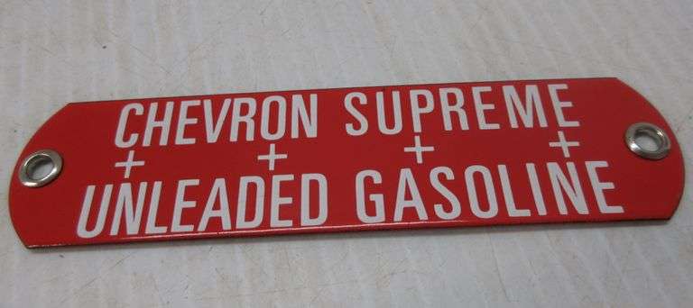 "Chevron Supreme Unleaded Gasoline" Porcelain Fuel Tank Sign/Tag ...