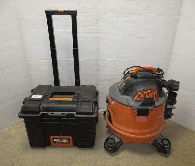 Ridgid Shop Vac NXT, and Tool Box with Extensions - Albrecht Auction ...