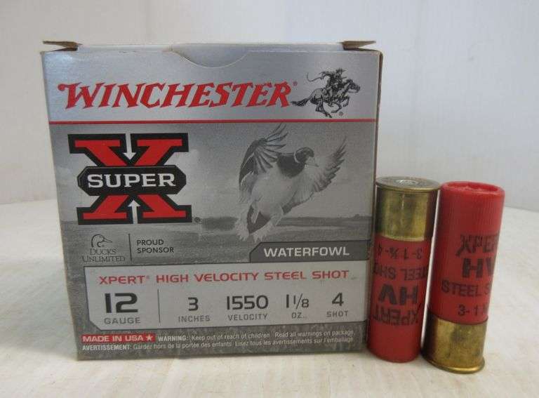 (25) Rounds of 12-Gauge 3" No. 4 Steel Shot Shells - Albrecht Auction ...