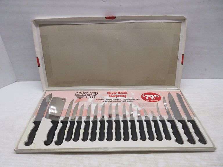 19-Piece Diamond Cut Knife Set, in Original Box - Albrecht Auction Service