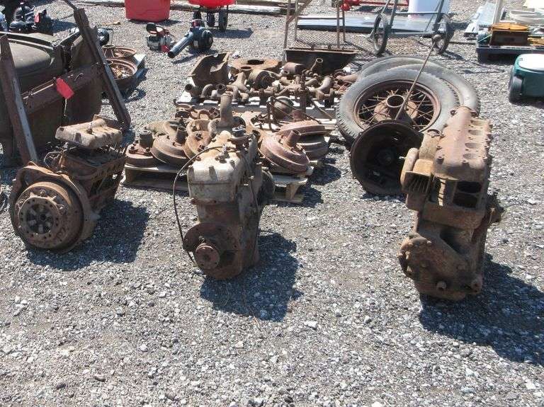 Misc. Model A Parts, Include: Engines, Transmissions, Rims, Drums ...