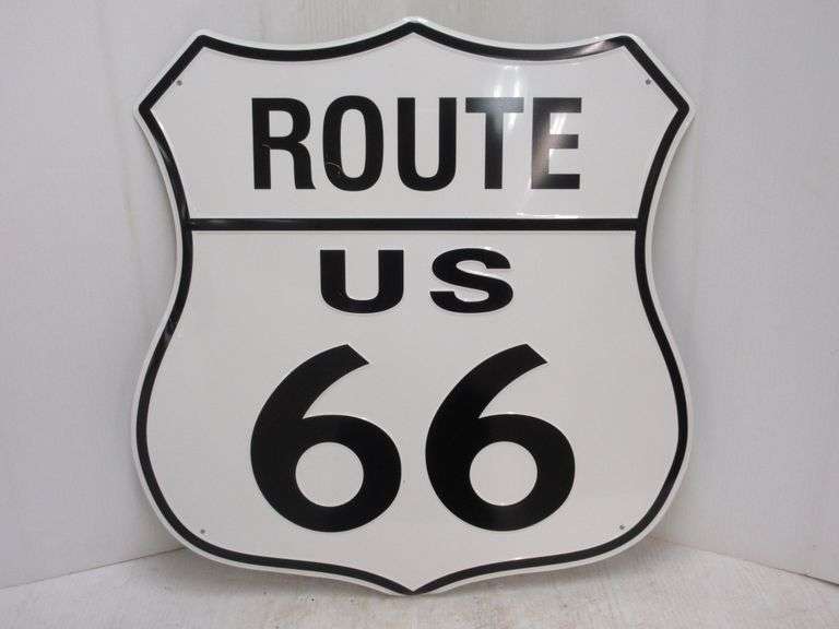 Metal "Route US 66" Sign - Albrecht Auction Service