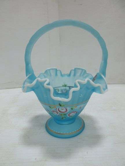Fenton Basket, Charleton Collection, 2002, Teal Blue in Color, Signed ...
