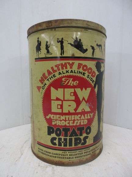 Antique Potato Chip Shipping Box and Tin for New Era Potato Chips ...