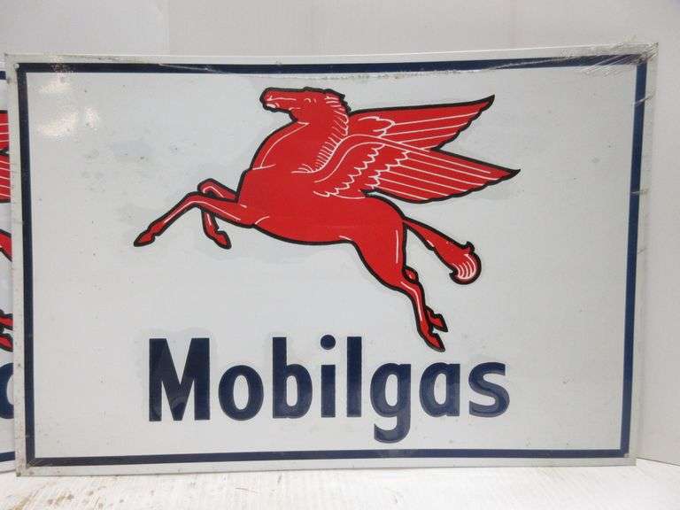 (2) Reproduction Mobil Gas Signs, and Decals - Albrecht Auction Service