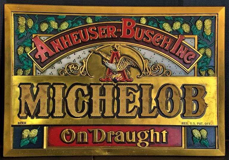 Large 1970s Michelob On Draught Molded Plastic Beer Sign with Pressed ...