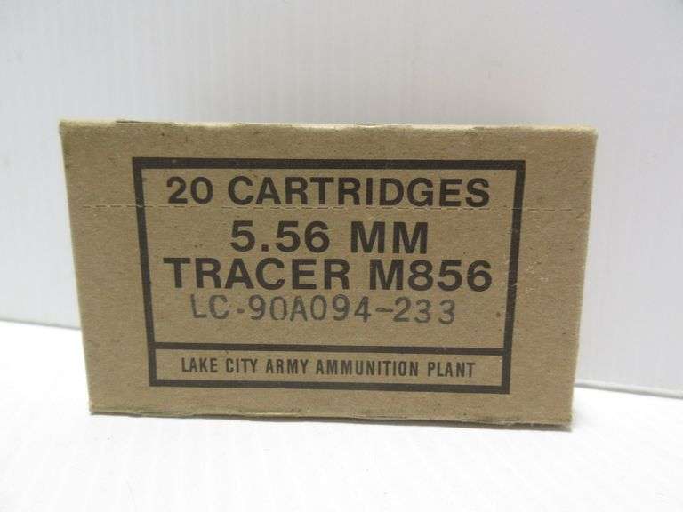 (20) Rounds of 5.56mm M856 Tracer Ammo - Albrecht Auction Service