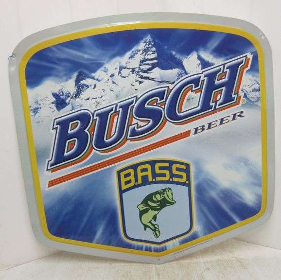 Busch Beer Bass Tin Sign - Albrecht Auction Service
